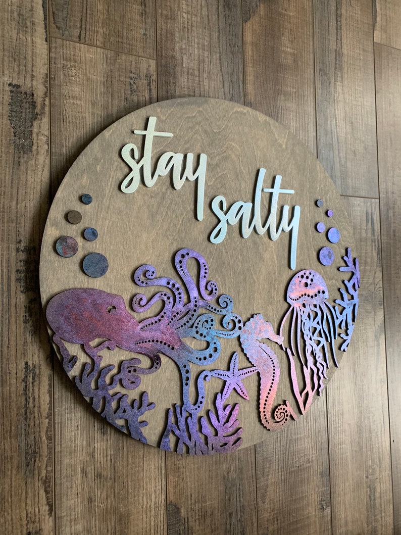 Stay Salty Ocean Themed Round Sign SVG Digital Download for - Etsy