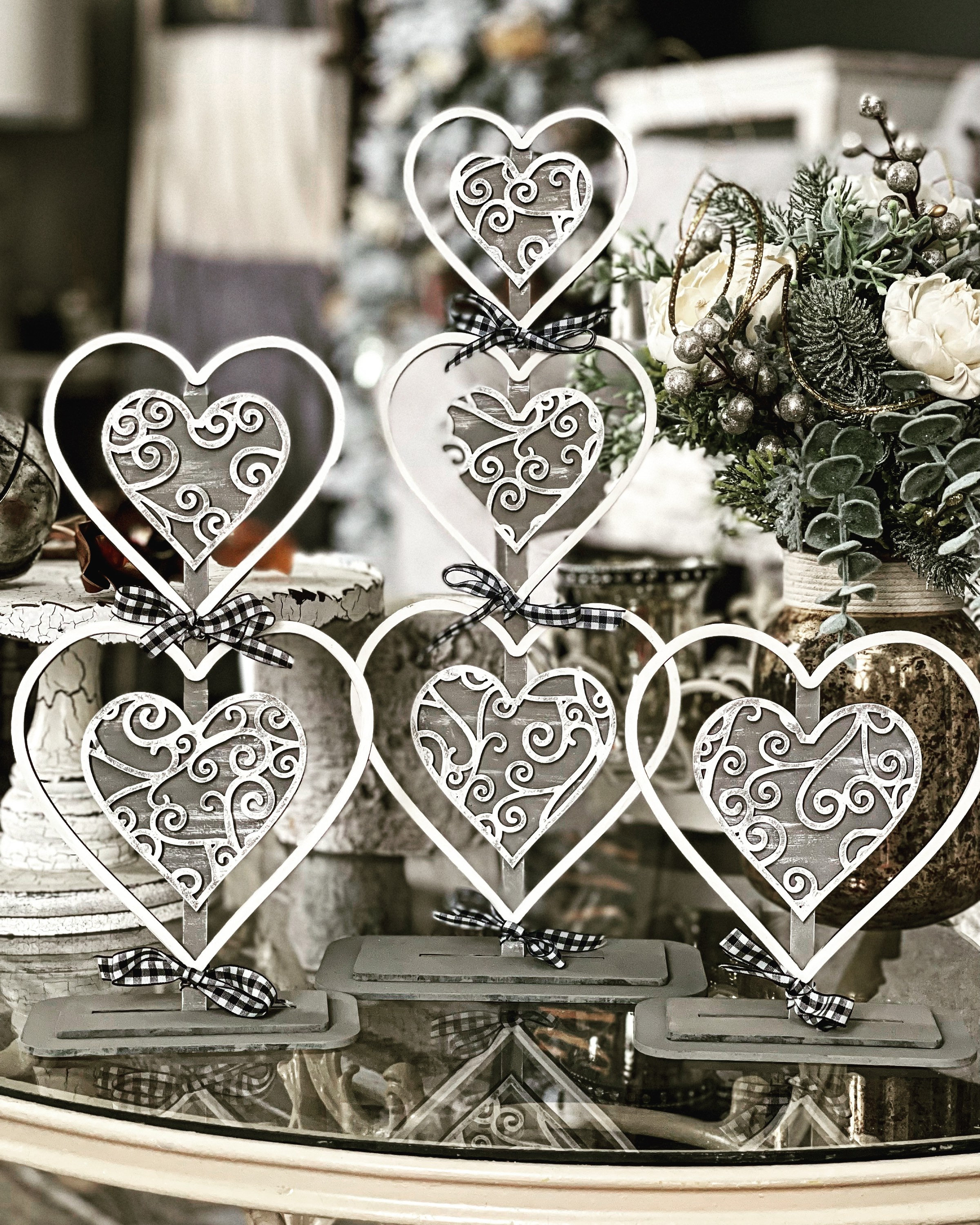 Heart Topiary Bundle conversation Hearts Swirls Roses for - Etsy