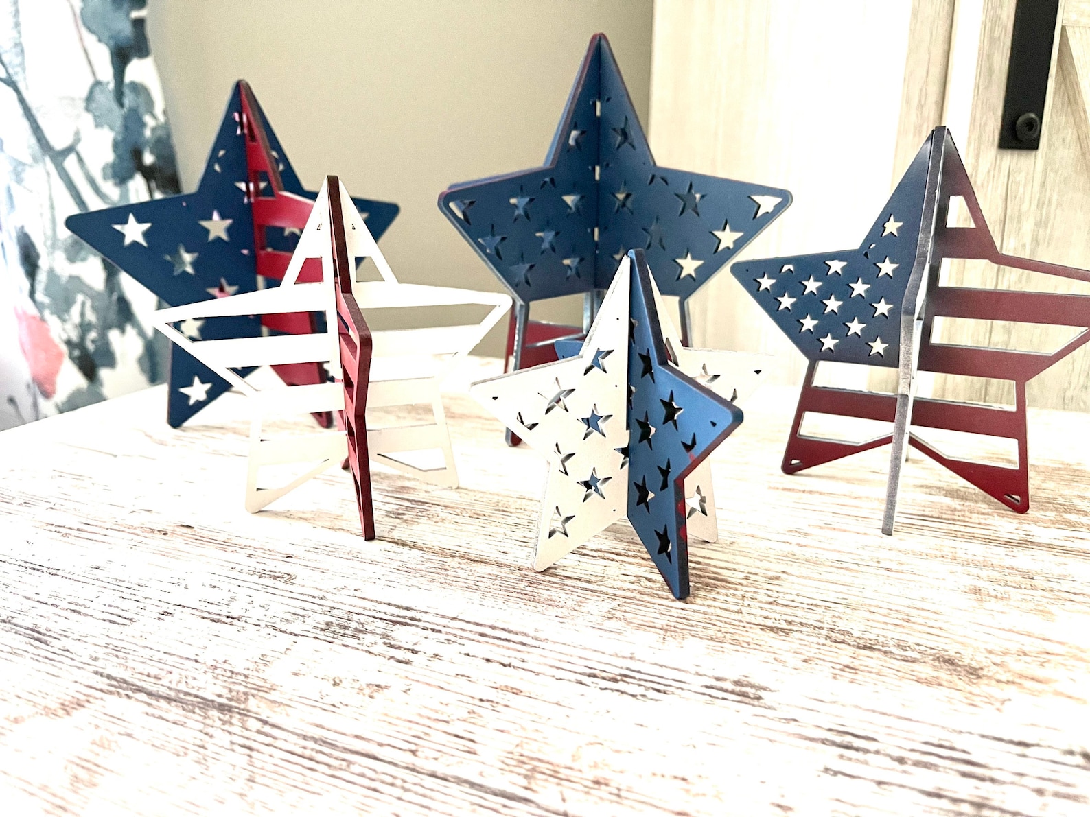 1/8 3D Standing Stars set of 5 Patriotic Stars and Stripes for Mantle ...