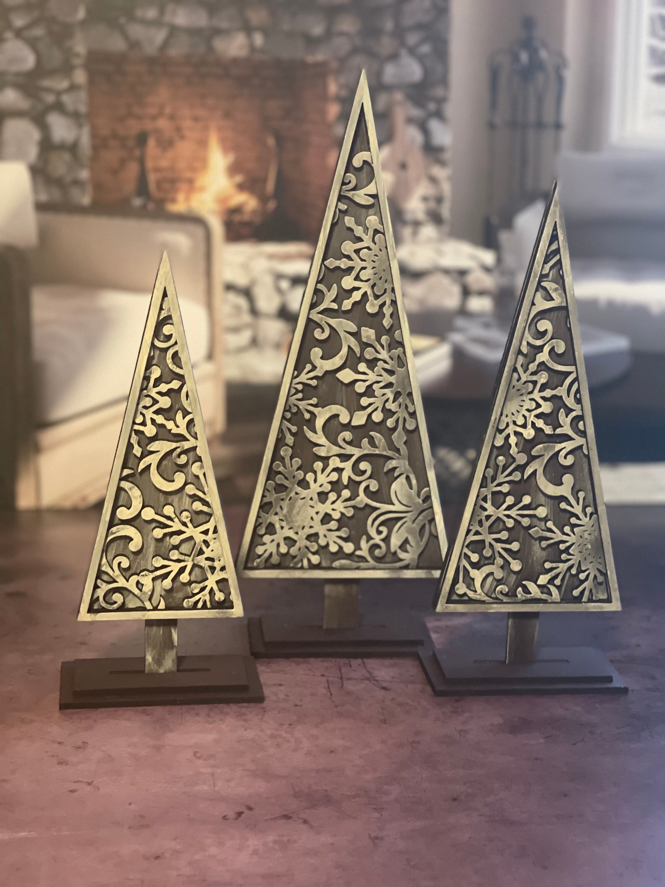 Snowflake Flourish Trees Set of 3 SVG Digital Download for Glowforge or ...