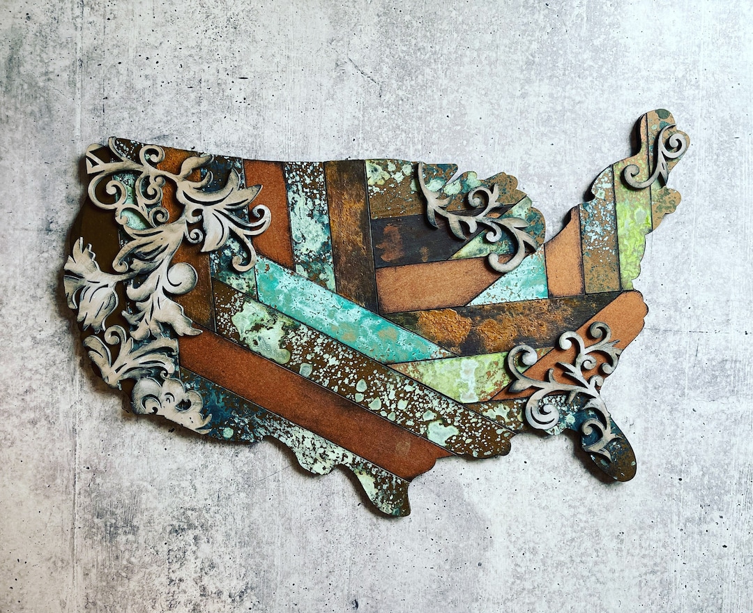 Rustic Flourish USA Map Door Hanger or Wall Sign SVG Digital Download ...
