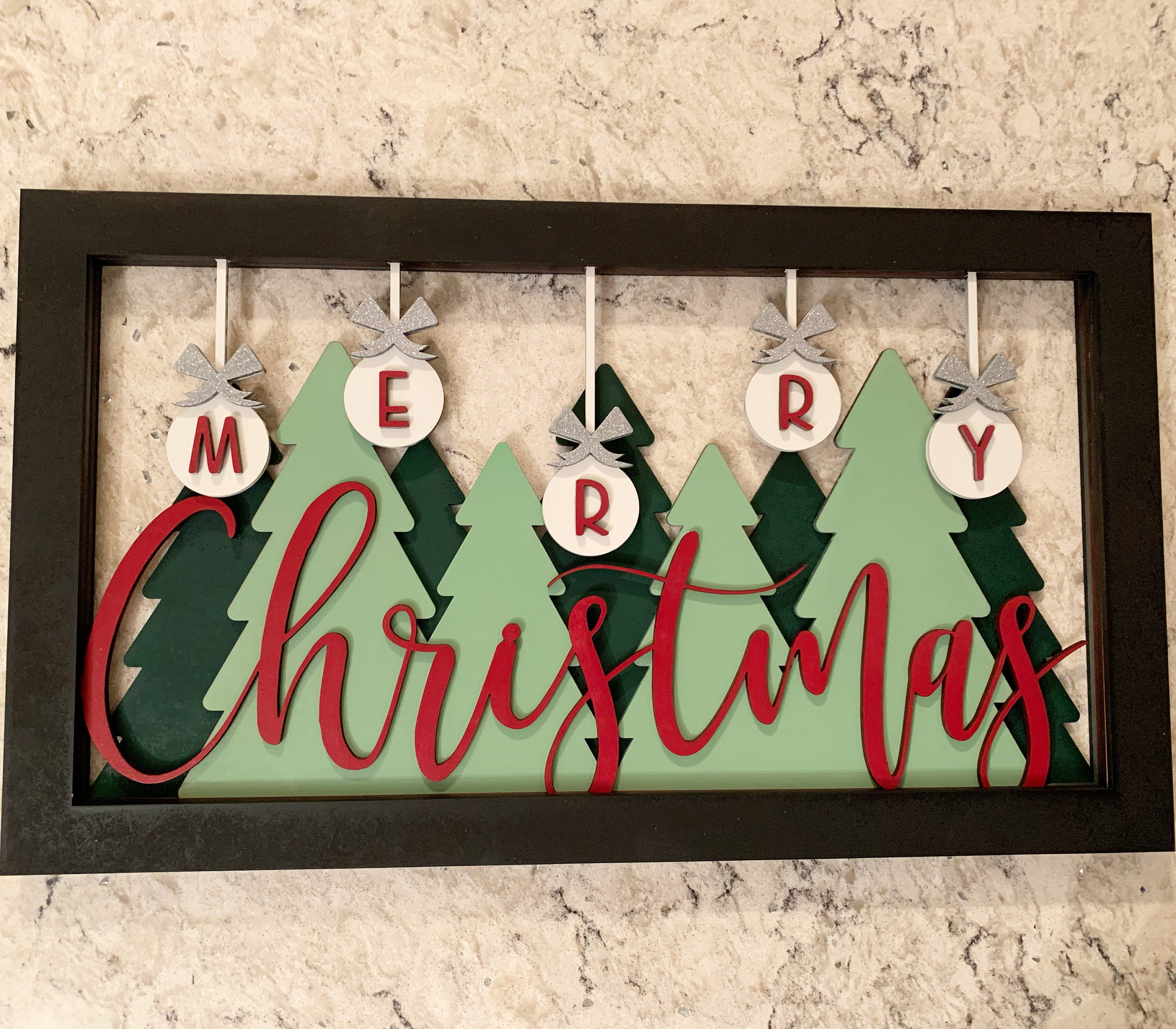 Merry Christmas Shadow Box Sign SVG Digital Download for Glowforge -not ...