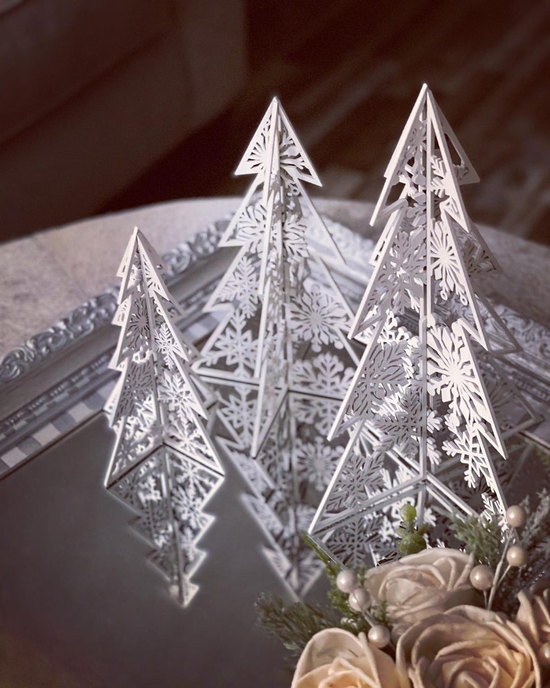 1/8” 3D Large Snowflake Trees Set of 3 SVG Digital Download for ...