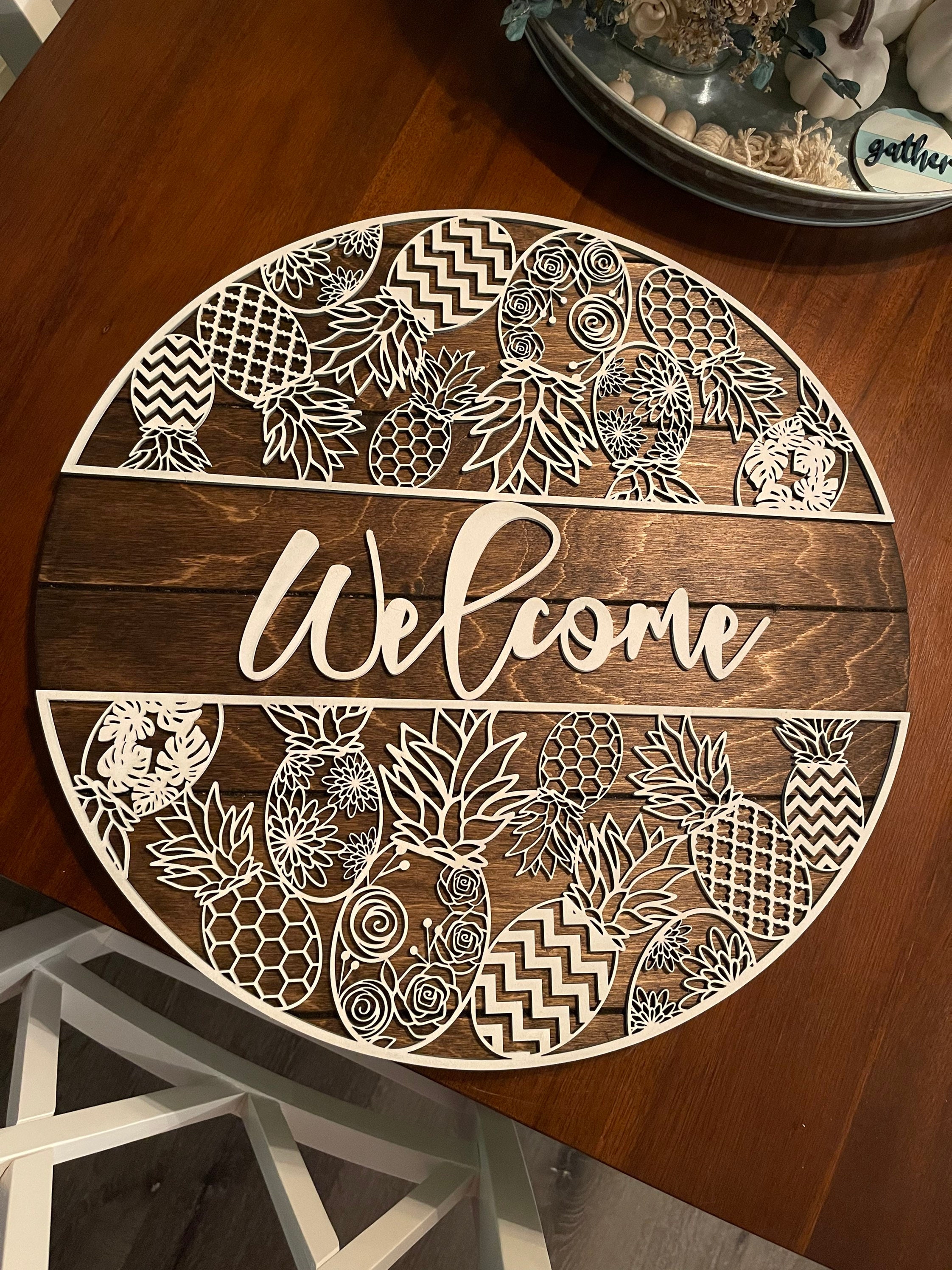 Welcome Pineapple Round Sign SVG Digital Download for | Etsy