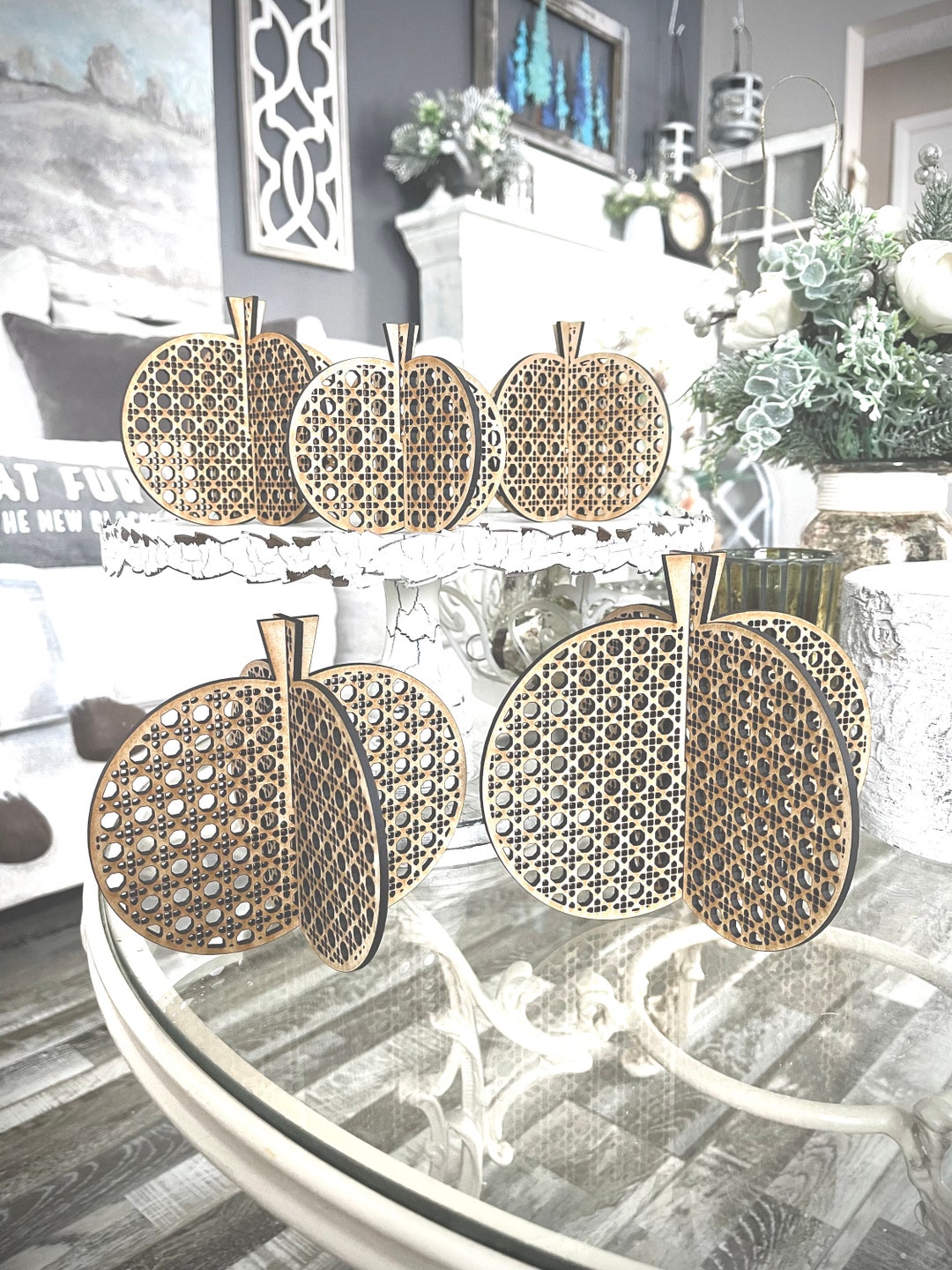 3D Rattan Cane Pumpkins Set of 5 SVG Digital Download for Glowforge or ...