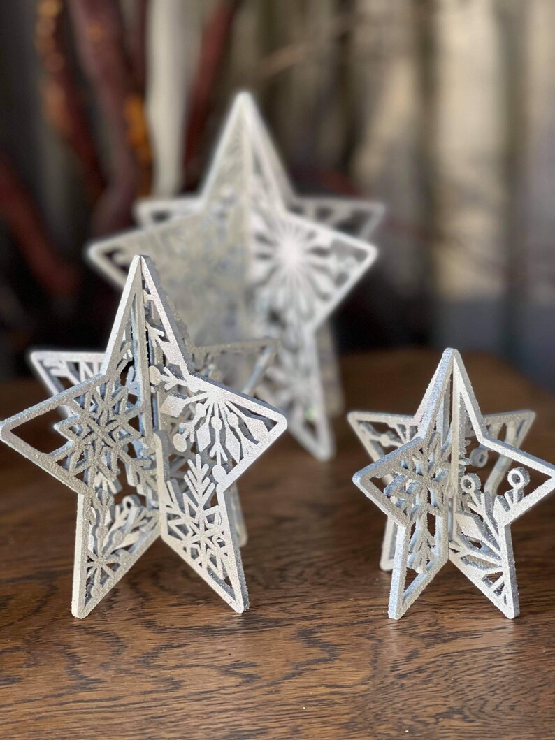 3D Snowflake Standing Stars Set of 5 SVG Digital Download - Etsy