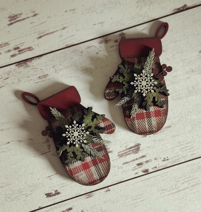 Mistletoe and Holly Mitten Ornaments Set of 2 SVG Digital Download for ...