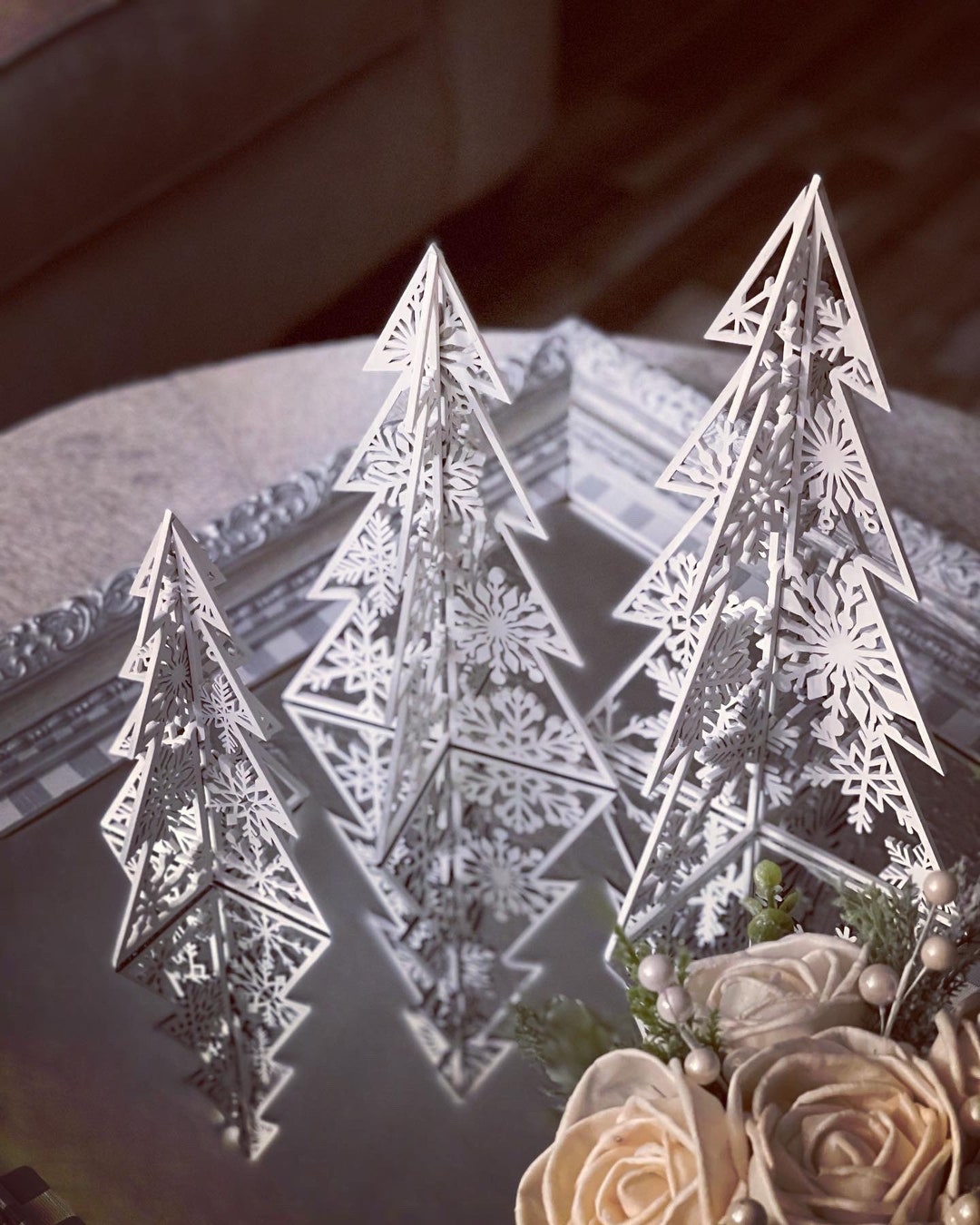 1/8” 3D Large Snowflake Trees Set of 3 SVG Digital Download for ...