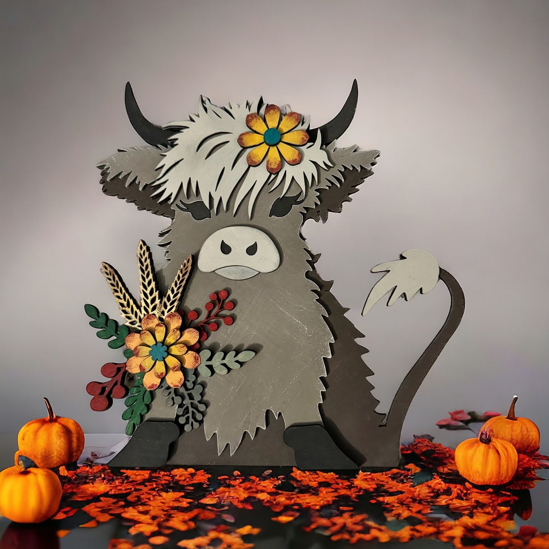 Autumn Highland Cow SVG Digital Download for Glowforge or Laser for 1/8 ...
