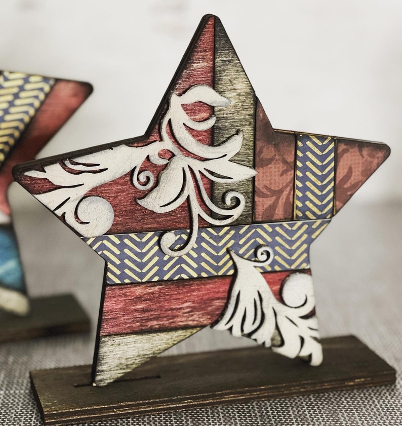 Flourish Farmhouse Style Star Trio SVG Digital Download for Glowforge ...