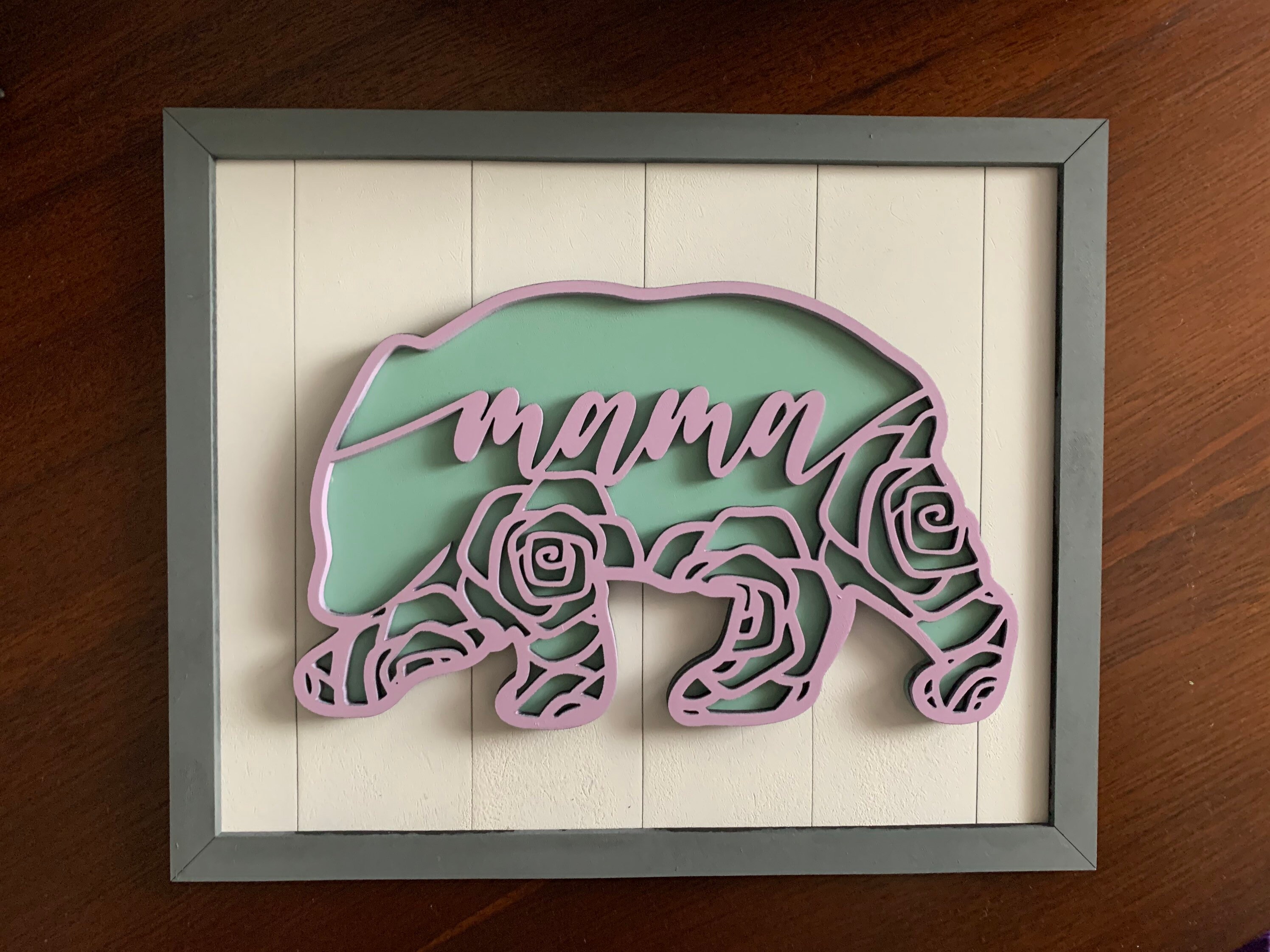 Mama Bear Framed Shiplap Sign and Keychain SVG File for Glowforge ...