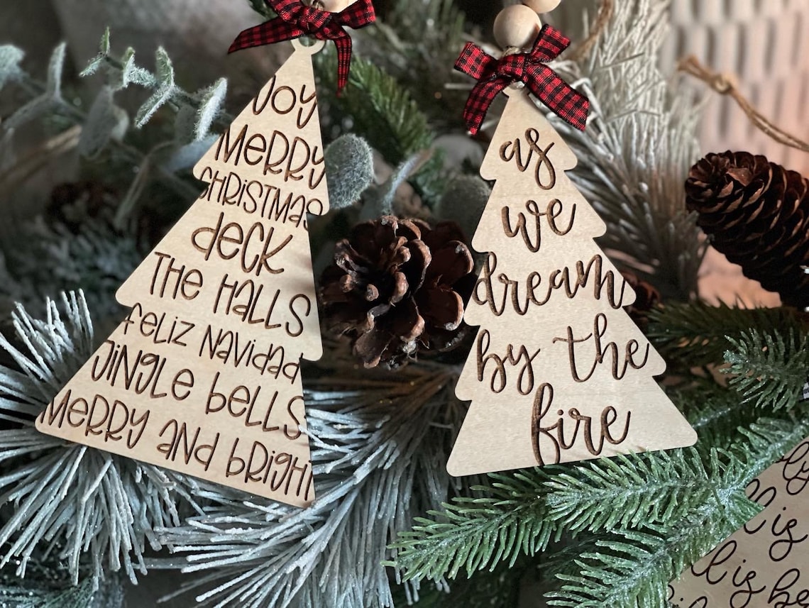 Engraved Christmas Tree Ornaments Set of 6 SVG Digital - Etsy