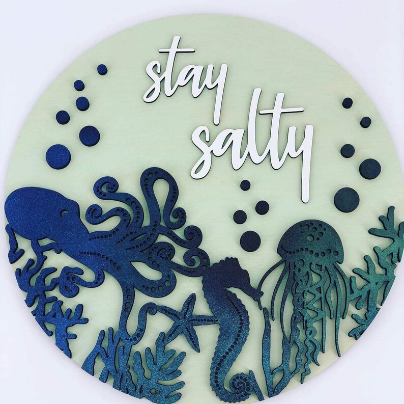 Stay Salty Ocean Themed Round Sign SVG Digital Download for - Etsy