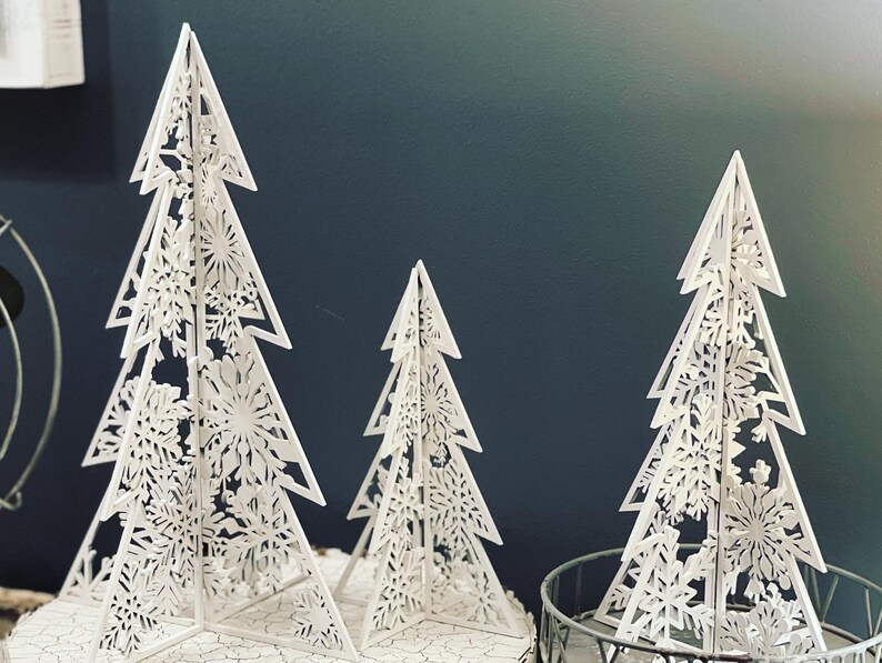 1/4 3D Large Snowflake Trees Set of 3 SVG Digital Download - Etsy