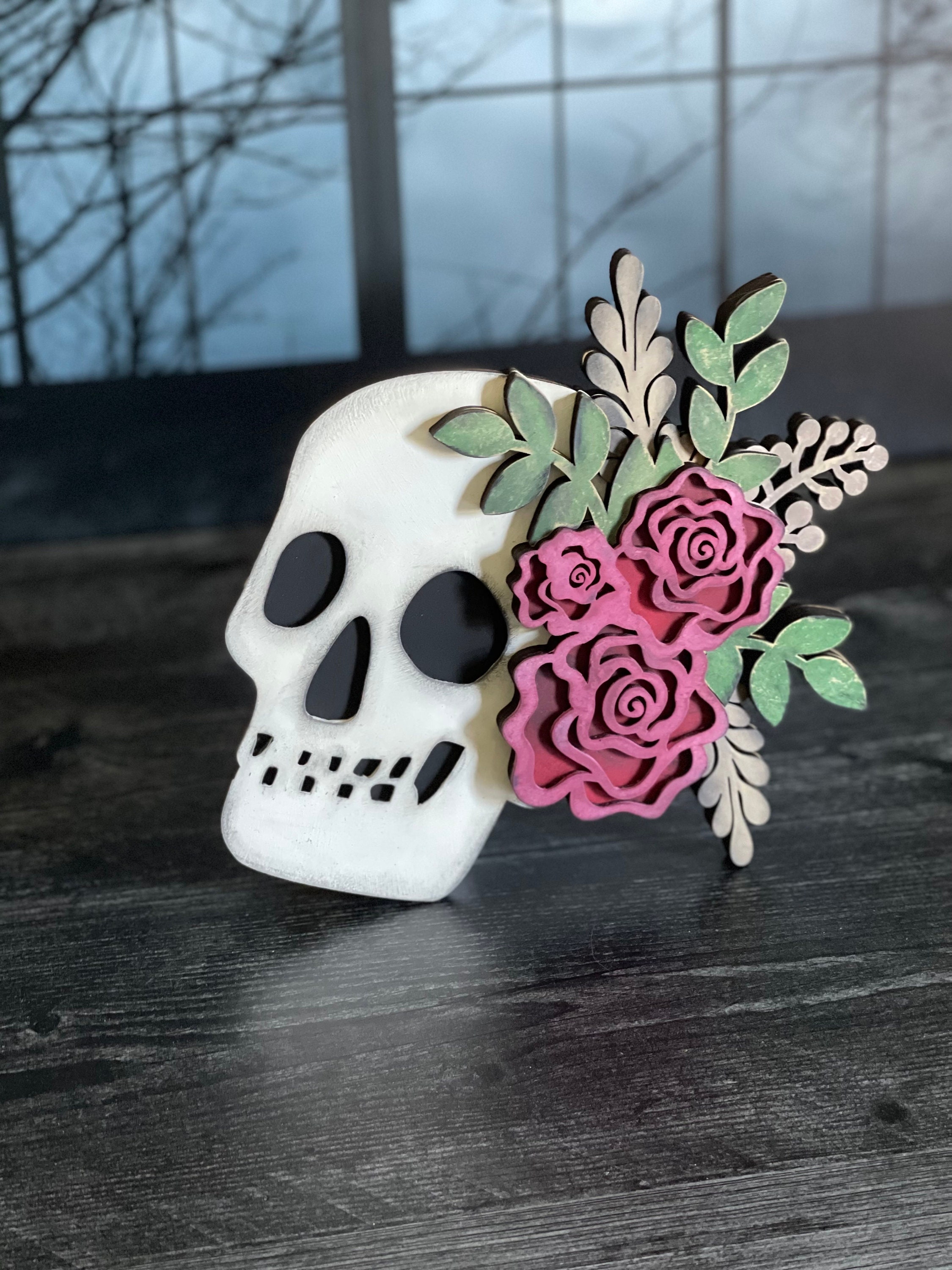 Rose Skull SVG Day of the Dead Digital Download for Glowforge or Laser ...