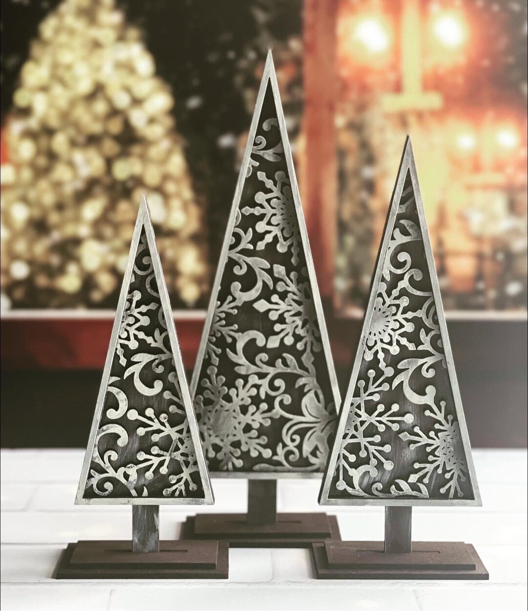 Snowflake Flourish Trees Set of 3 SVG Digital Download for Glowforge or ...
