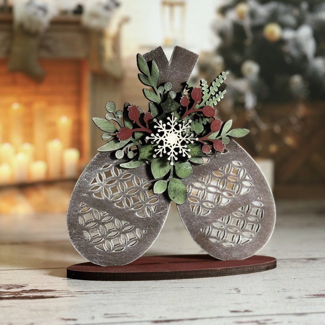 Mistletoe and Holly Snowshoes SVG Digital Download for Glowforge or ...