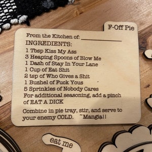 F off Pie With Recipe Card & Ingredients Adult Humor Novelty SVG ...