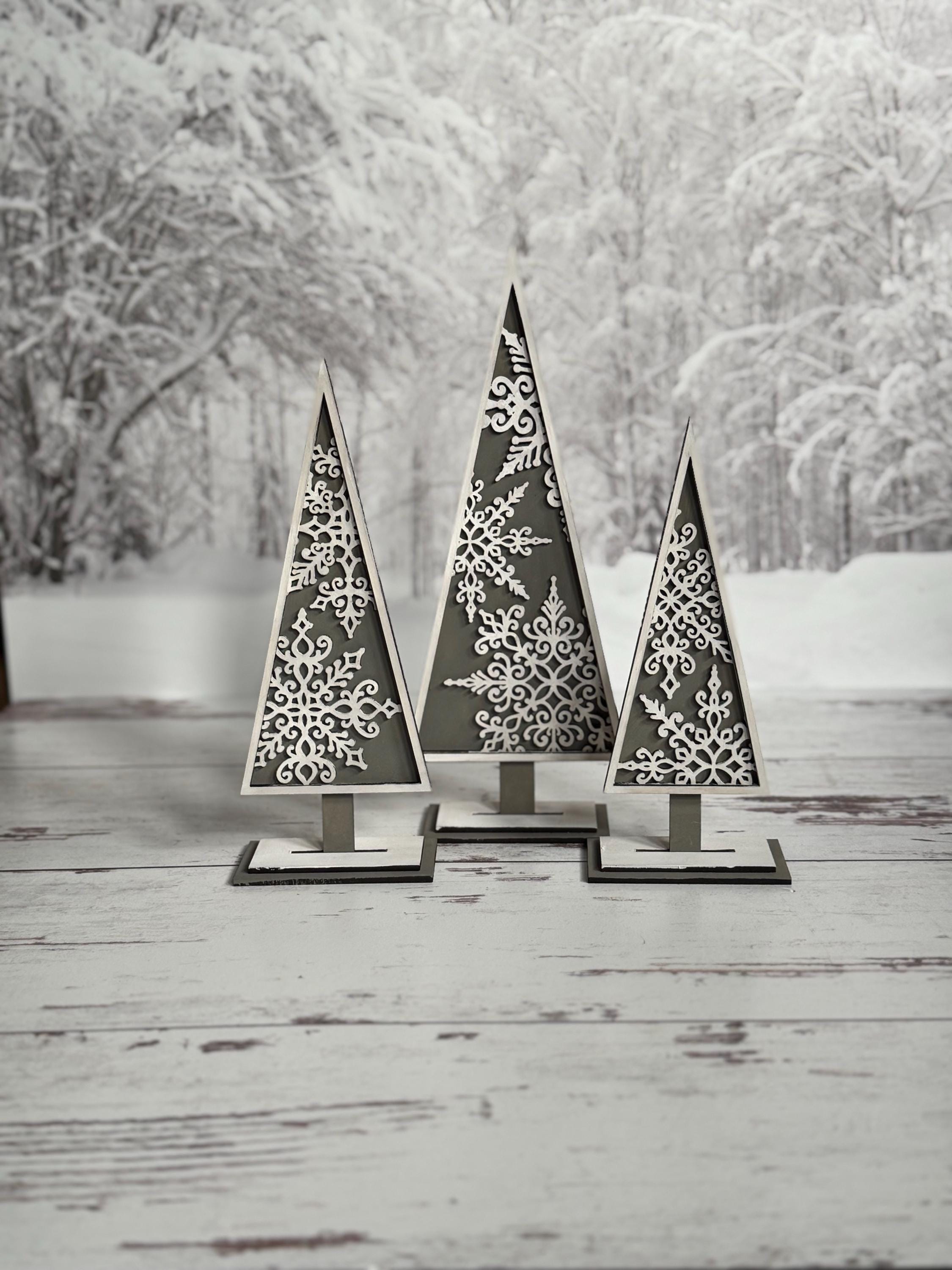 Snowflake Winter Trees Trio SVG Digital Download for Glowforge or Laser ...