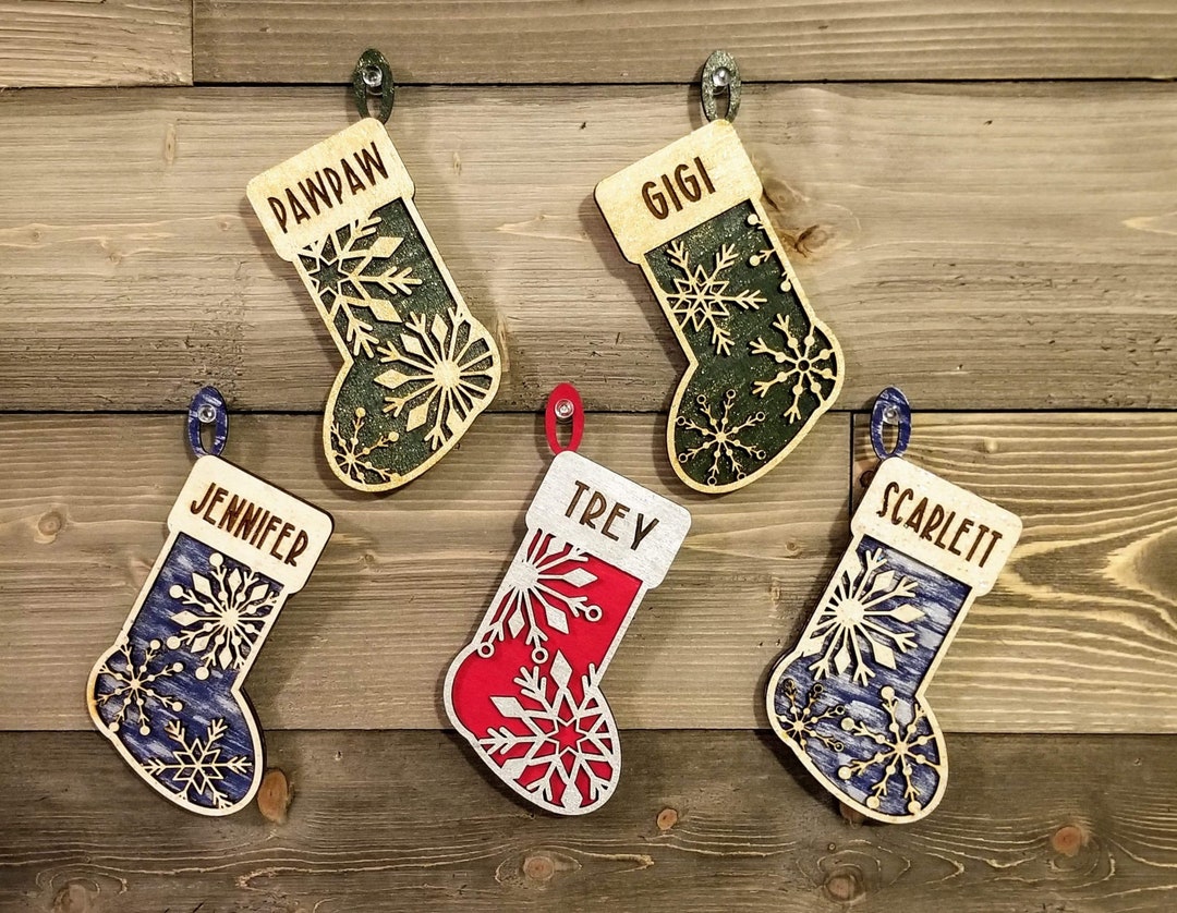 Snowflake Stocking Ornaments -set of 6 -can Be Personalized -SVG ...