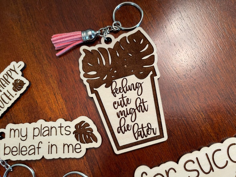 Funny Plant Lovers Keychain SVG File Set of 10 for Glowforge - Etsy