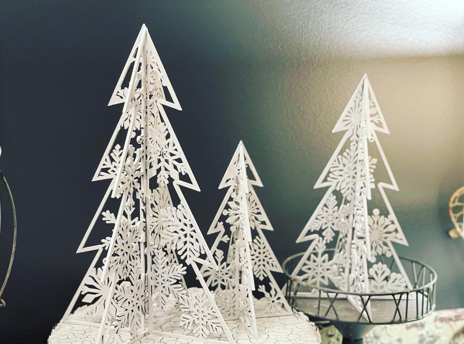 1/4 3D Large Snowflake Trees Set of 3 SVG Digital Download - Etsy