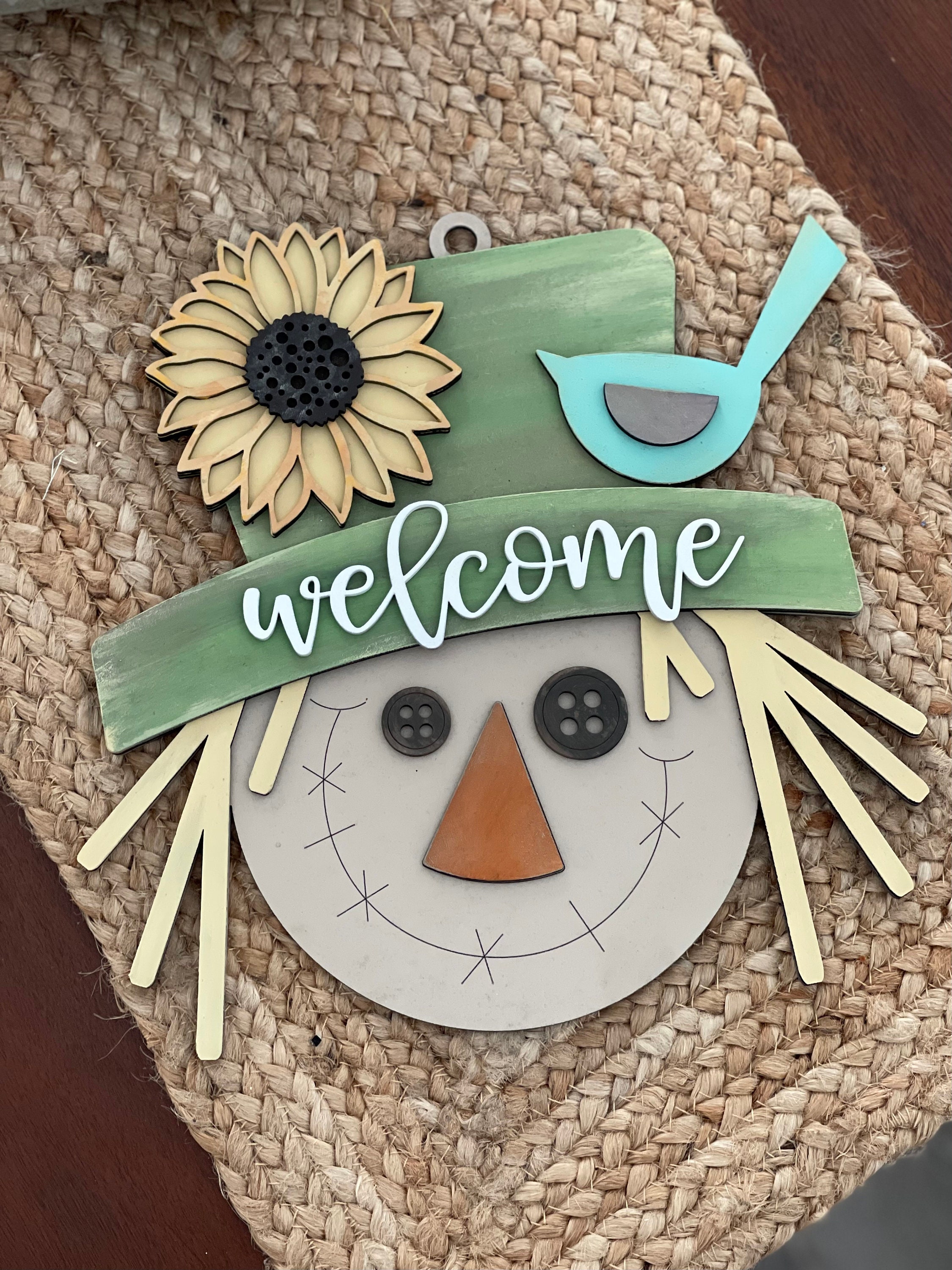 Happy Scarecrow Door Hanger Welcome Sign SVG Digital Download - Etsy