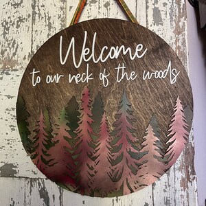 Welcome Sign W Woods - Pine Trees Round Door Sign SVG Digital Download ...