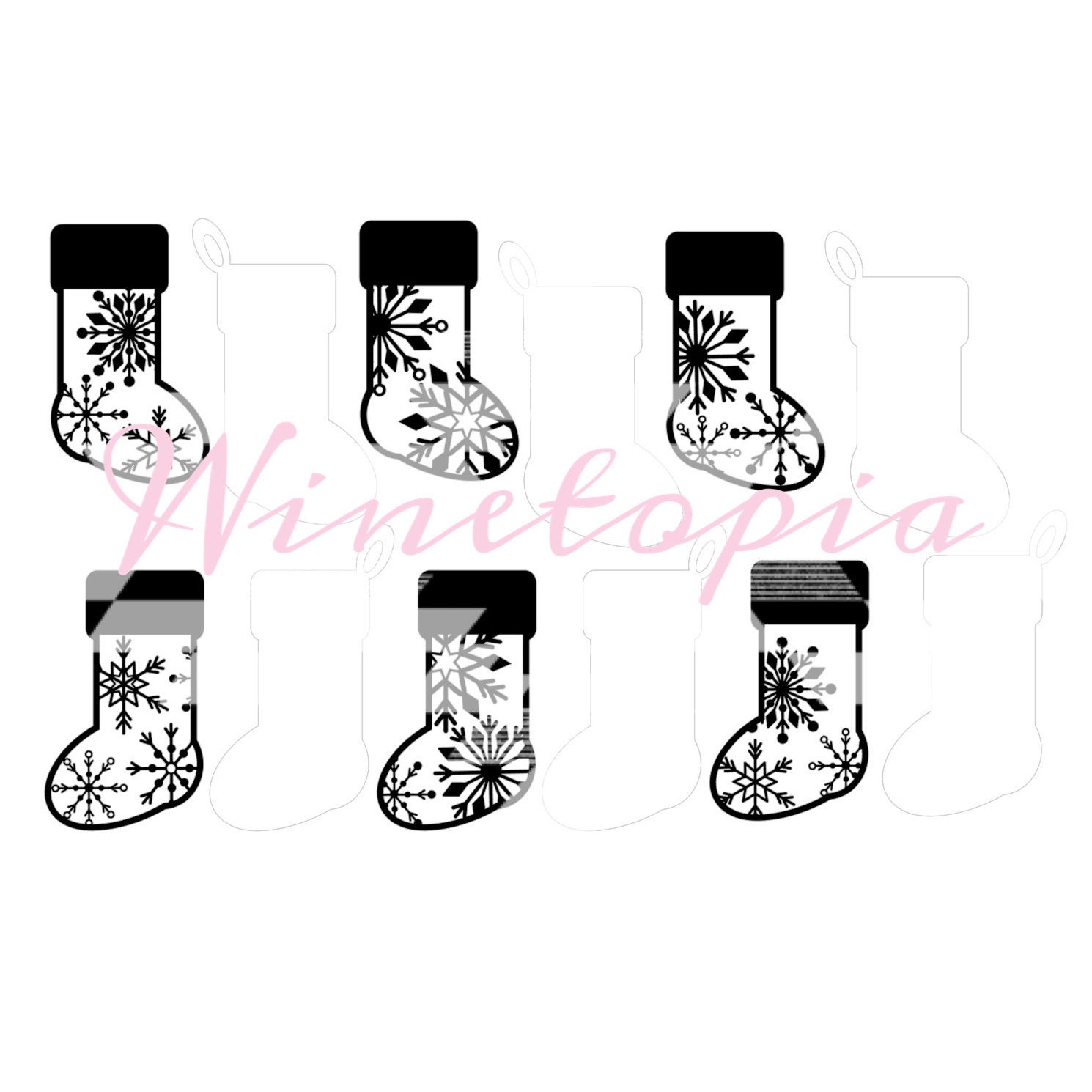 Snowflake Stocking Ornaments set of 6 can Be Personalized - Etsy