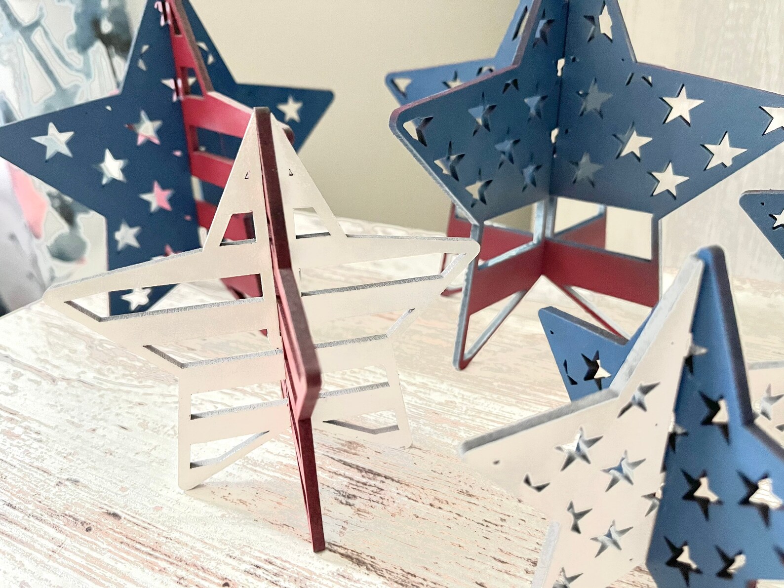 1/8 3D Standing Stars set of 5 Patriotic Stars and Stripes for Mantle ...