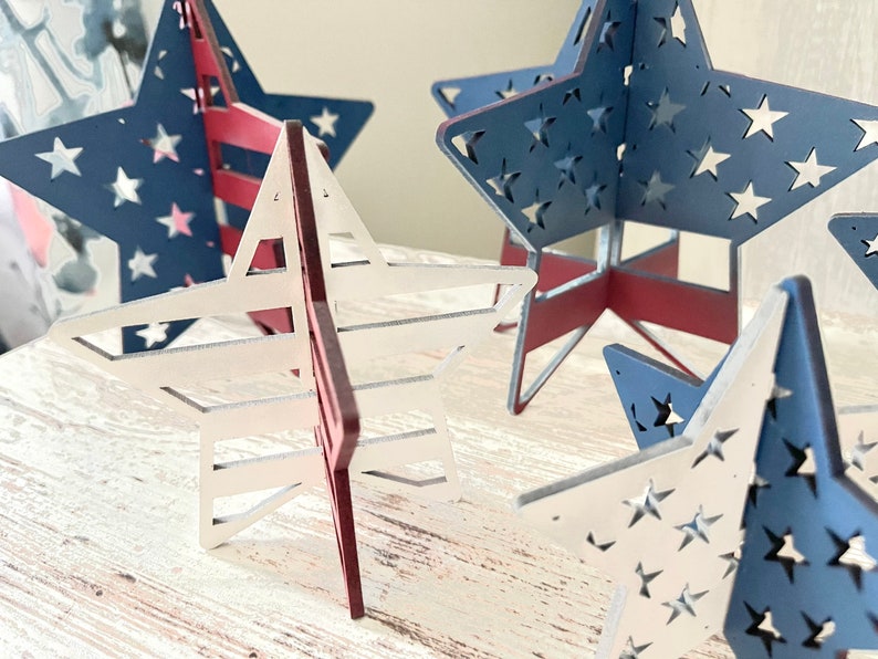 1/8 3D Standing Stars set of 5 Patriotic Stars and - Etsy