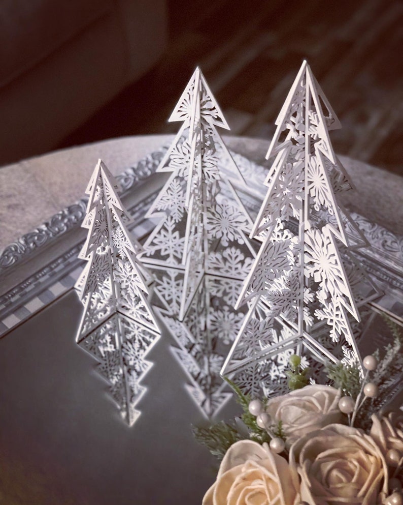 1/8 3D Large Snowflake Trees Set of 3 SVG Digital Download - Etsy