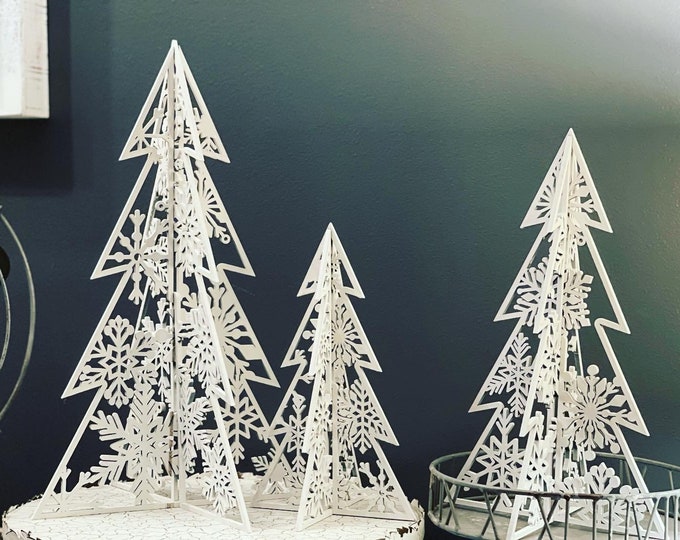 3D Snowflake Standing Trees Set of 4 SVG Files Glowforge Laser ...