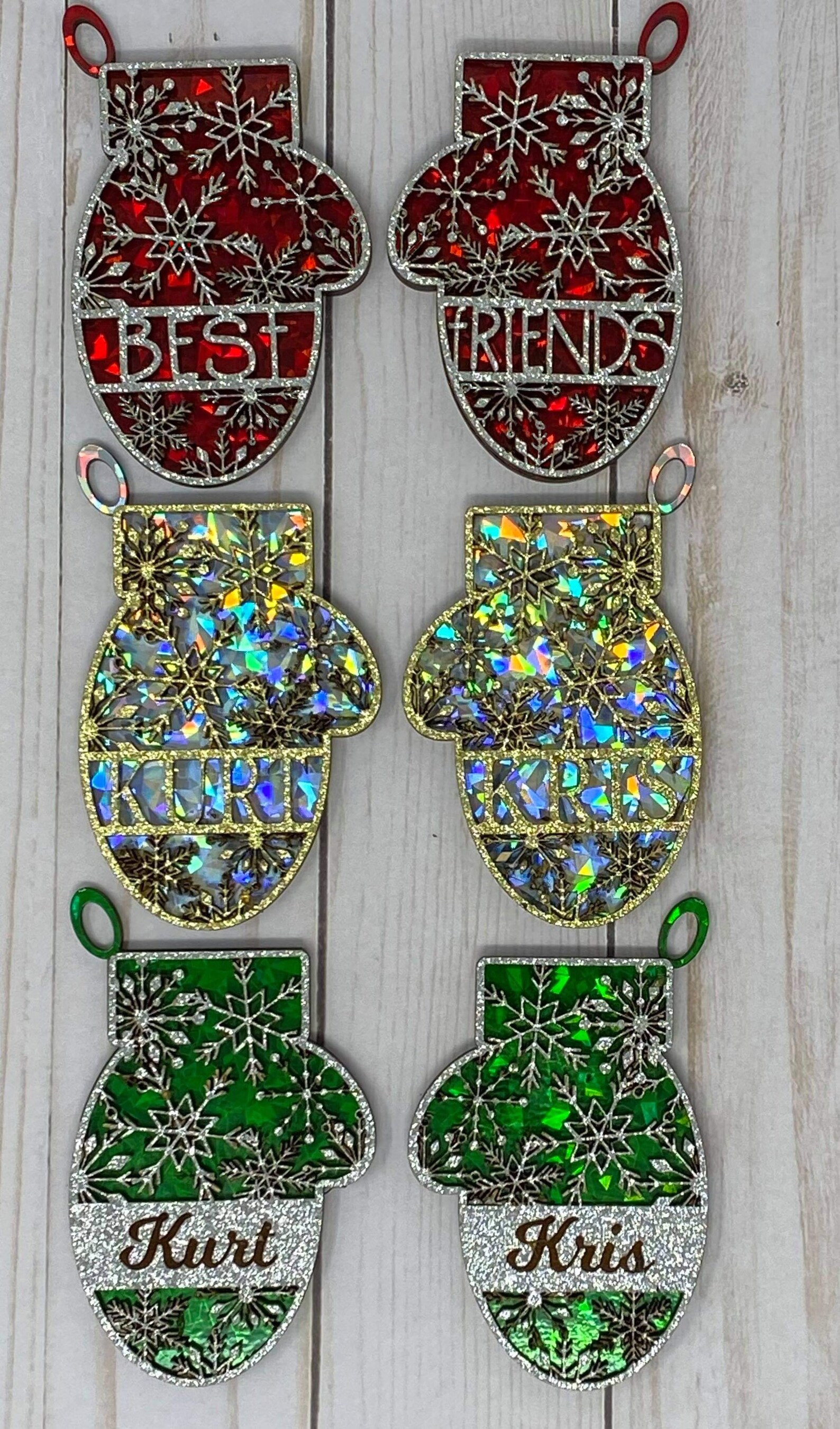 Mitten Ornament Set -for Best Friends or Family Member Names SVG ...