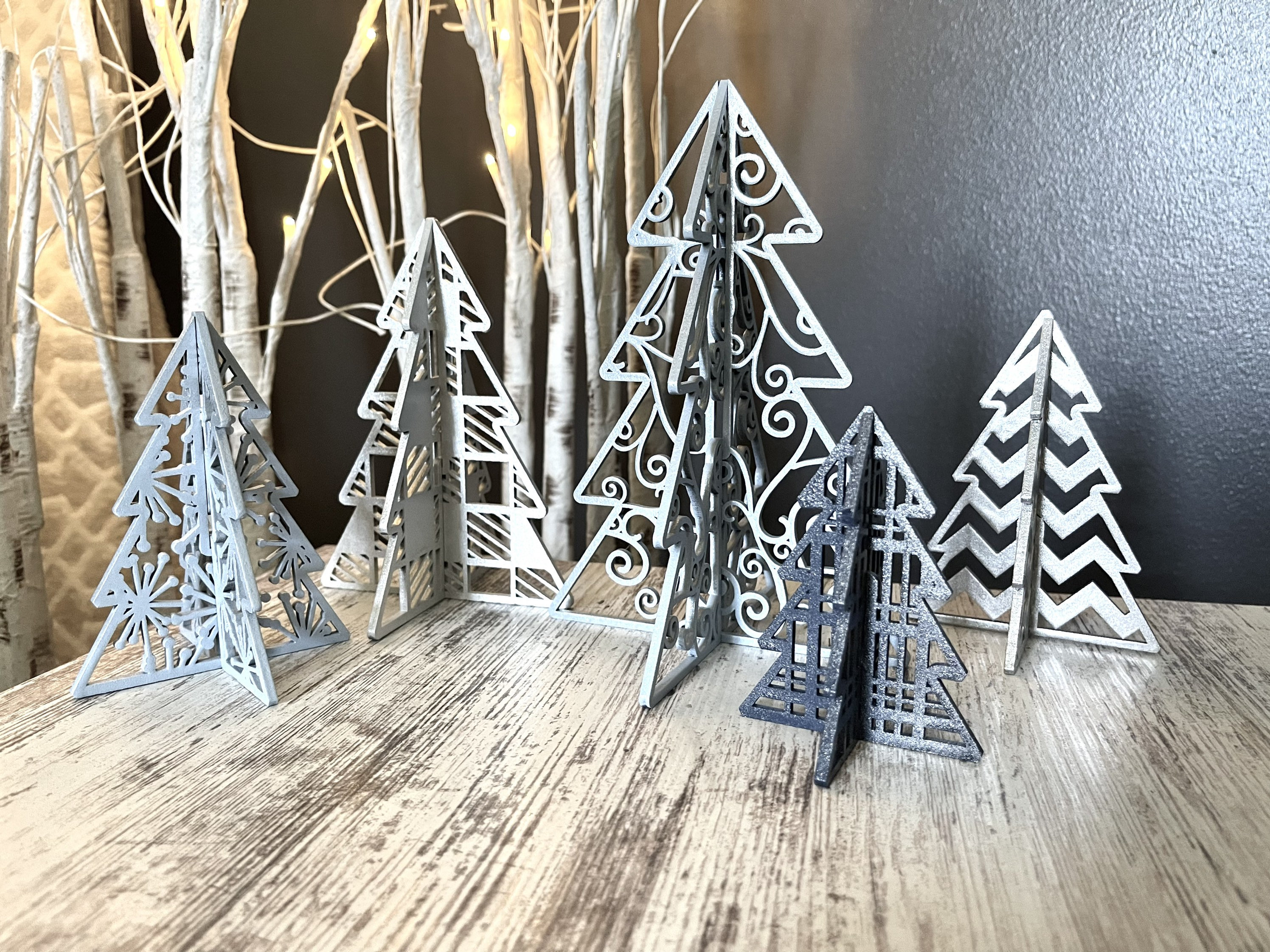 3D Patterned Standing Trees Set of 5 SVG Digital Download - Etsy
