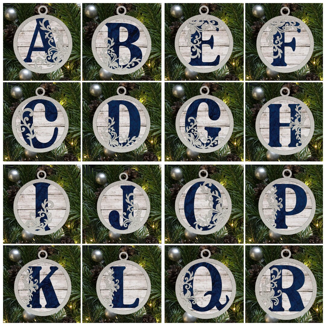 Flourish Alphabet Round Christmas Ornaments Set of 26 Digital File for ...