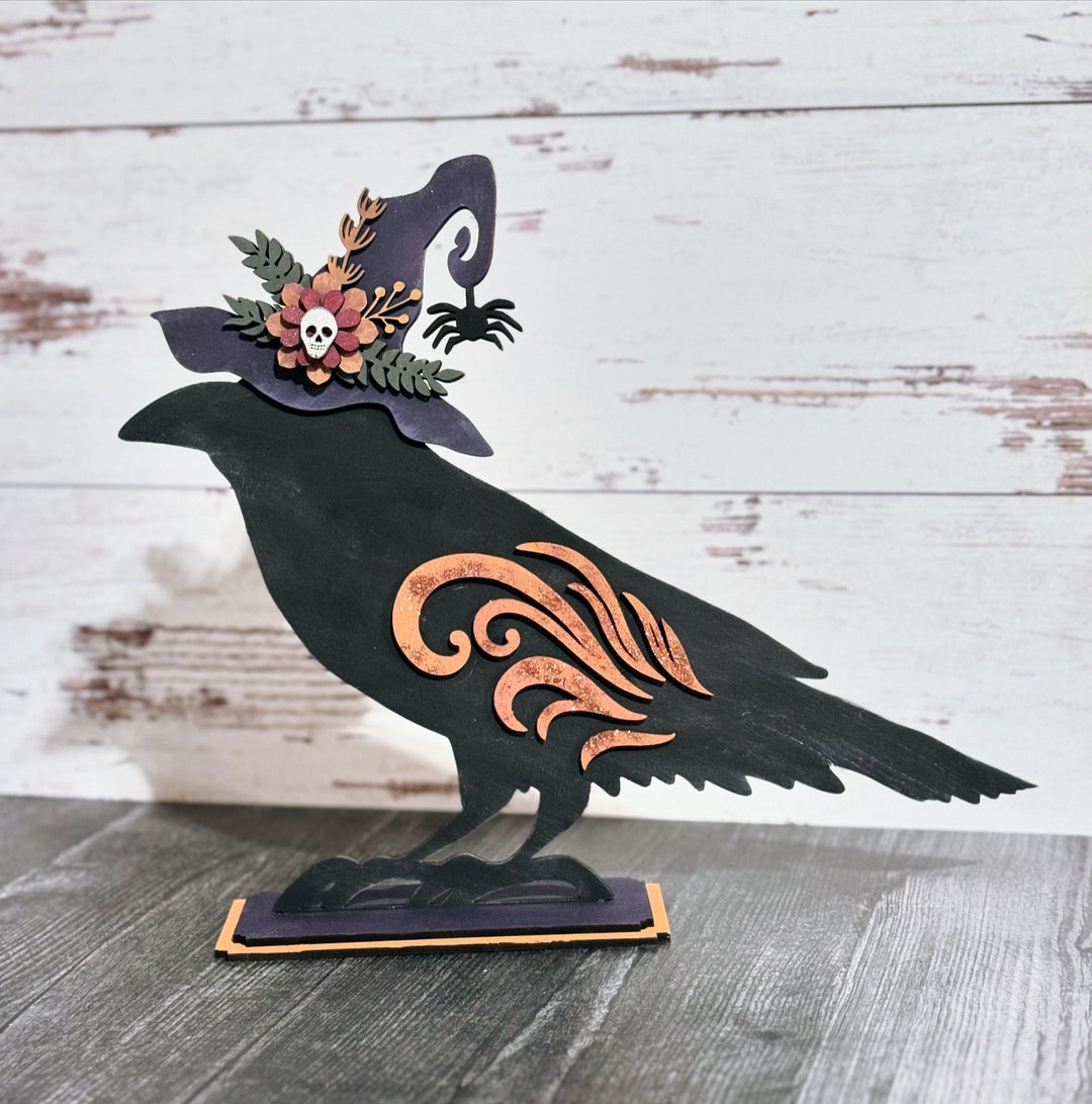 Halloween Raven in Witch Hat SVG Digital Download for Glowforge or ...