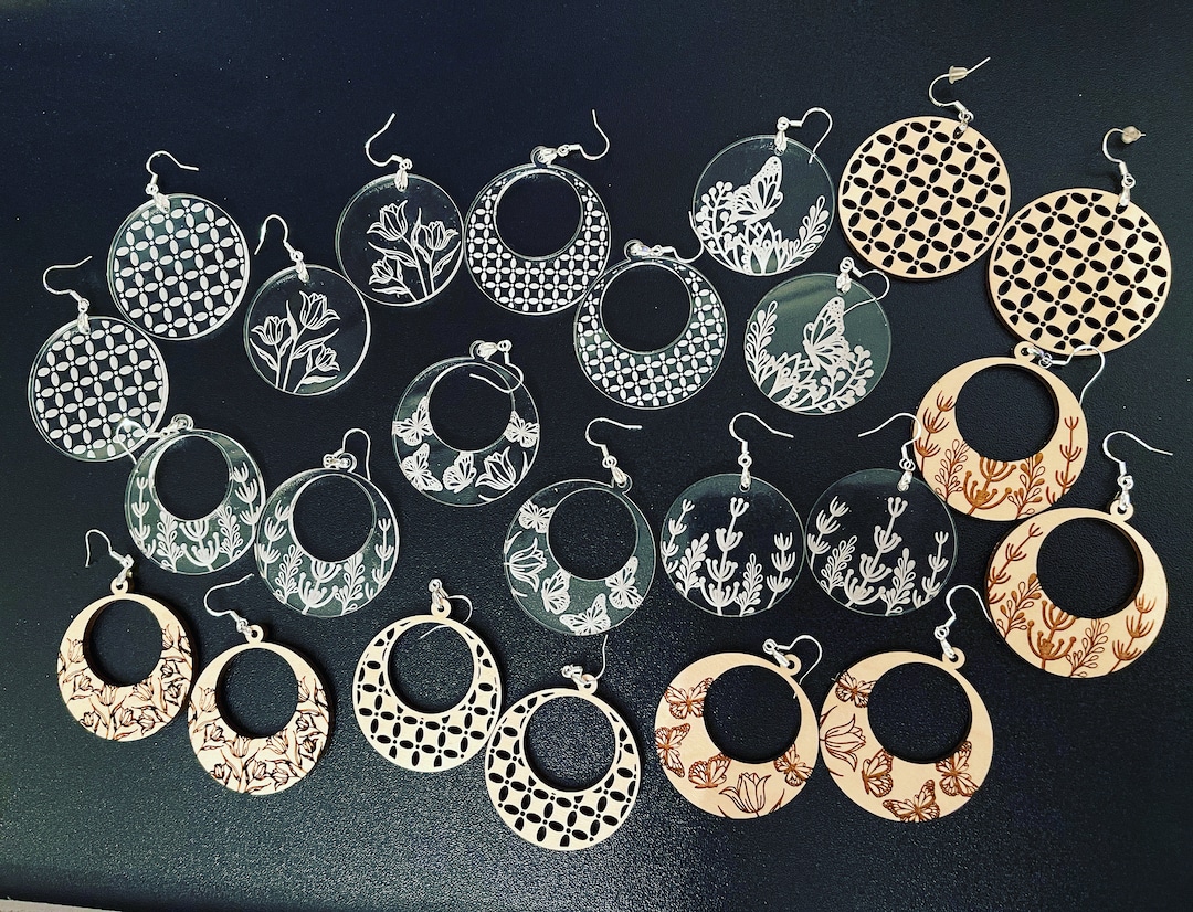 Round & Hoop Earrings Set of 10 SVG Digital Download for Glowforge or ...