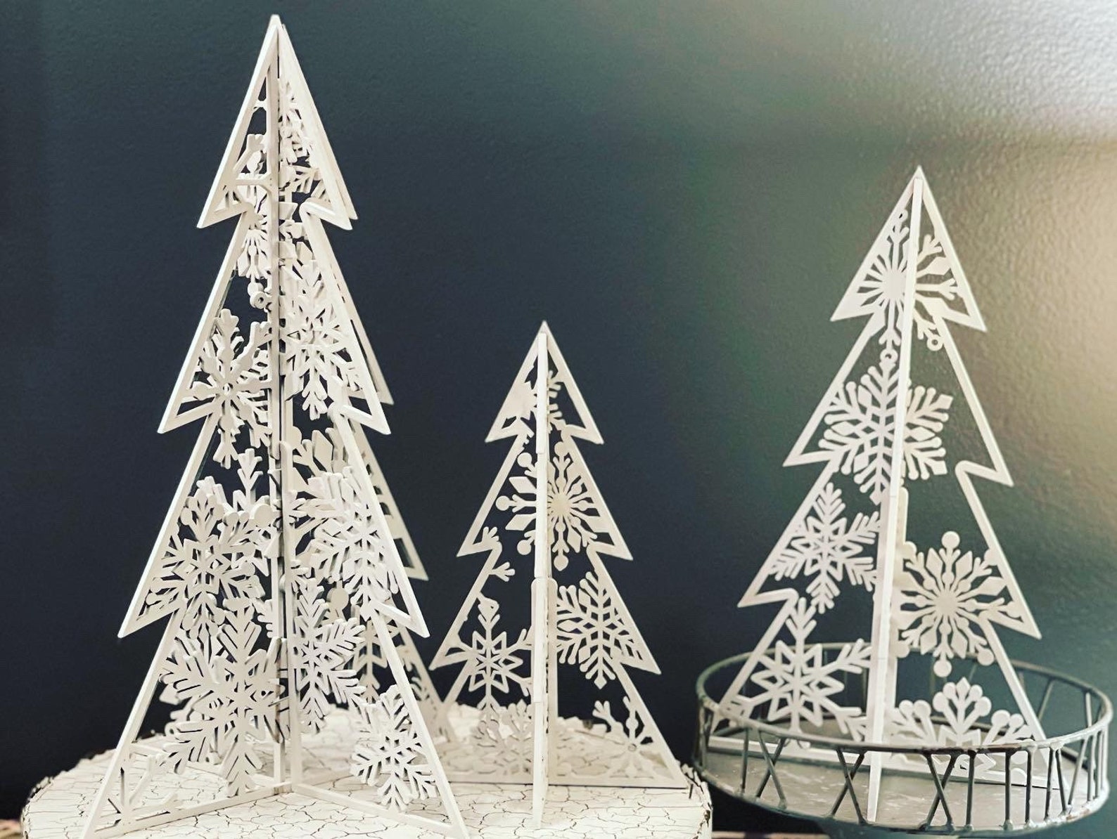 1/4 3D Large Snowflake Trees Set of 3 SVG Digital Download - Etsy