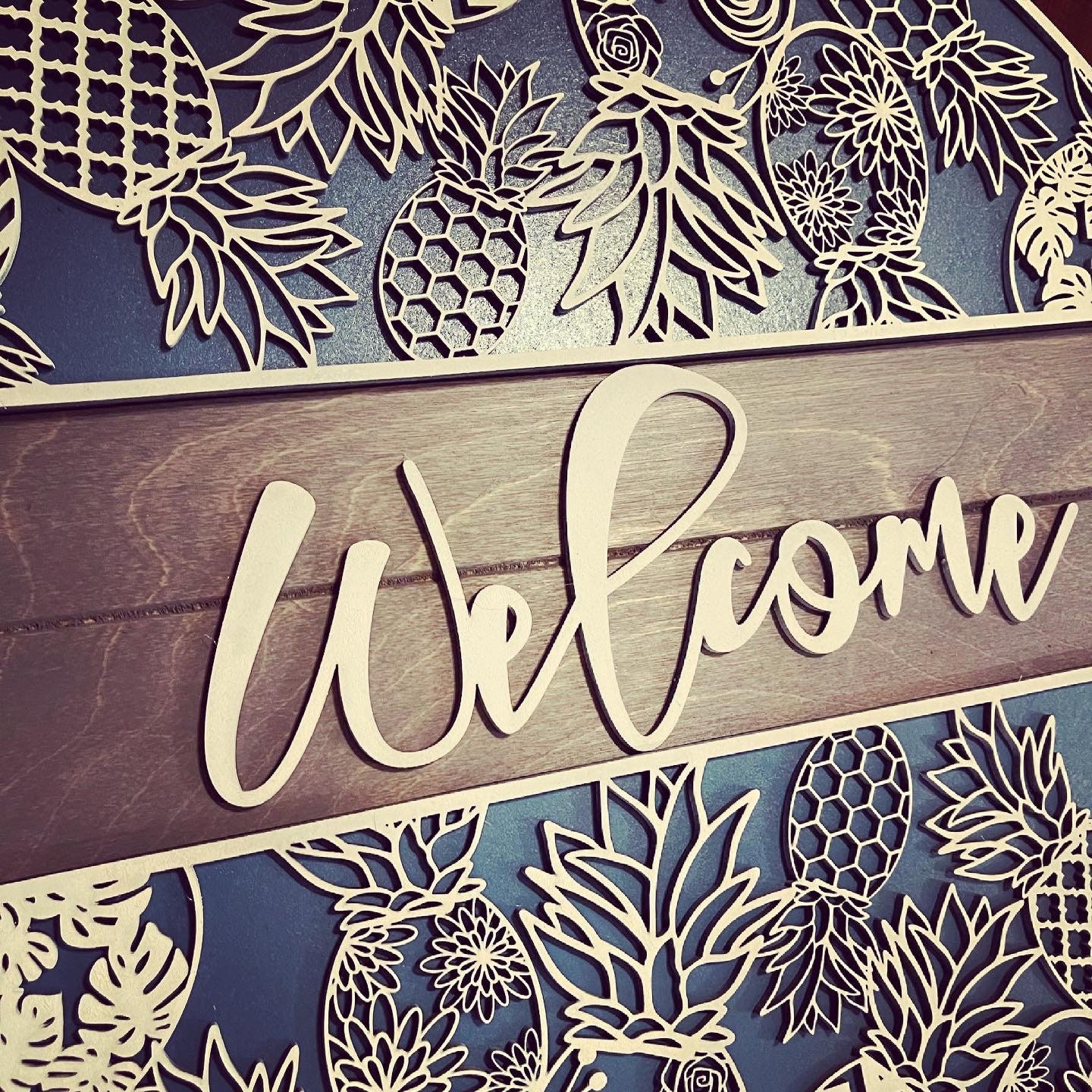 Welcome Pineapple Round Sign SVG Digital Download for | Etsy