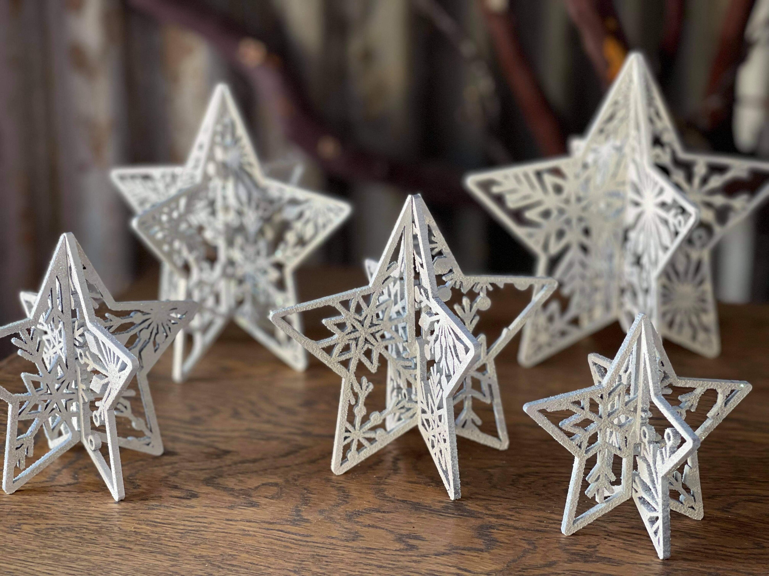 3D Snowflake Standing Stars - Set of 5 - SVG Digital Download for ...