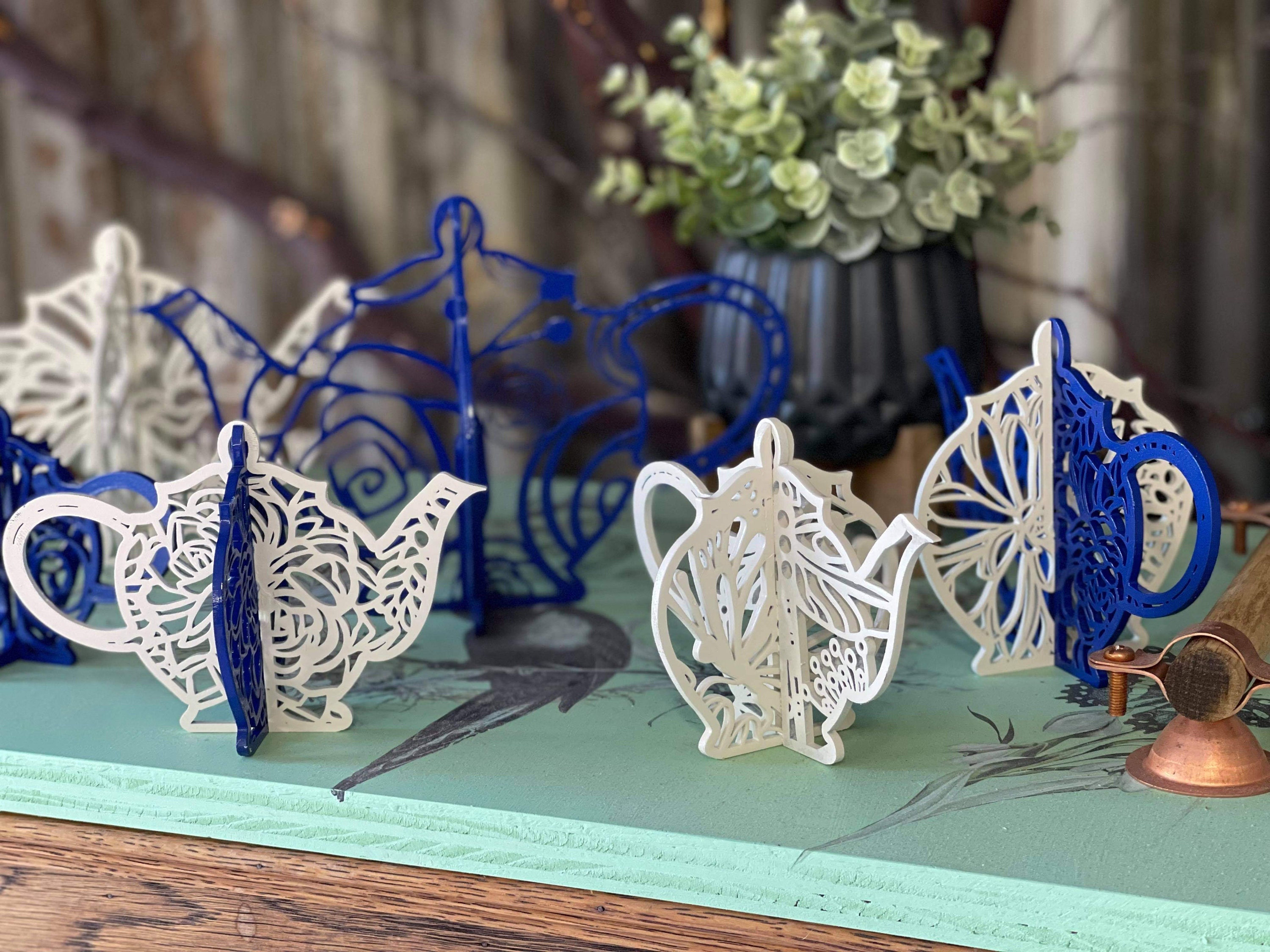 3D Teapots Set of 6 For Mantle or Table Top SVG Digital | Etsy