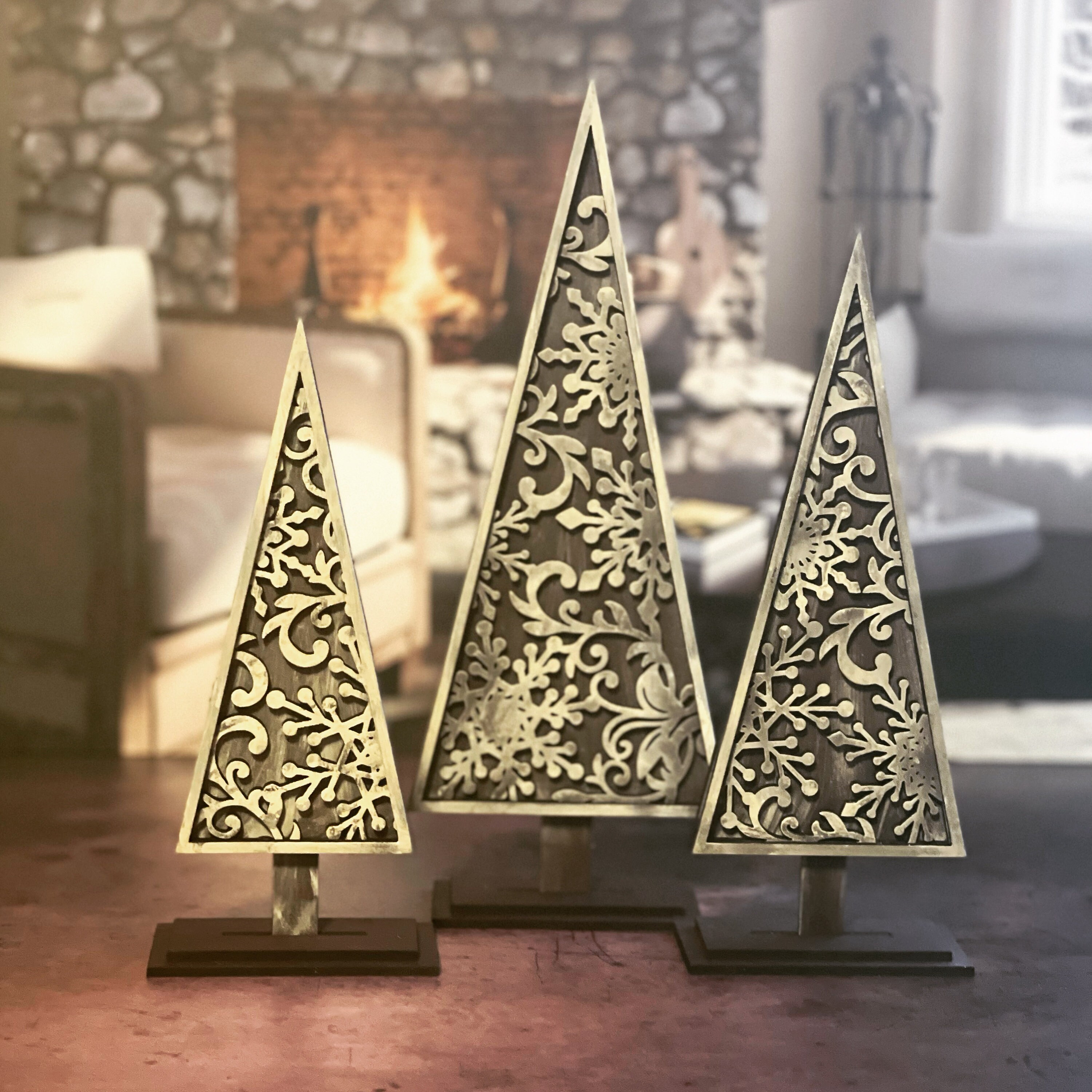 Snowflake Flourish Trees Set of 3 SVG Digital Download for Glowforge or ...