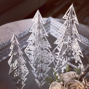 1/8” 3D Large Snowflake Trees Set of 3 SVG Digital Download for ...