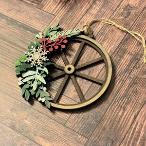 Mistletoe and Holly Wagon Wheel Ornament Set of 3 SVG Digital Download ...