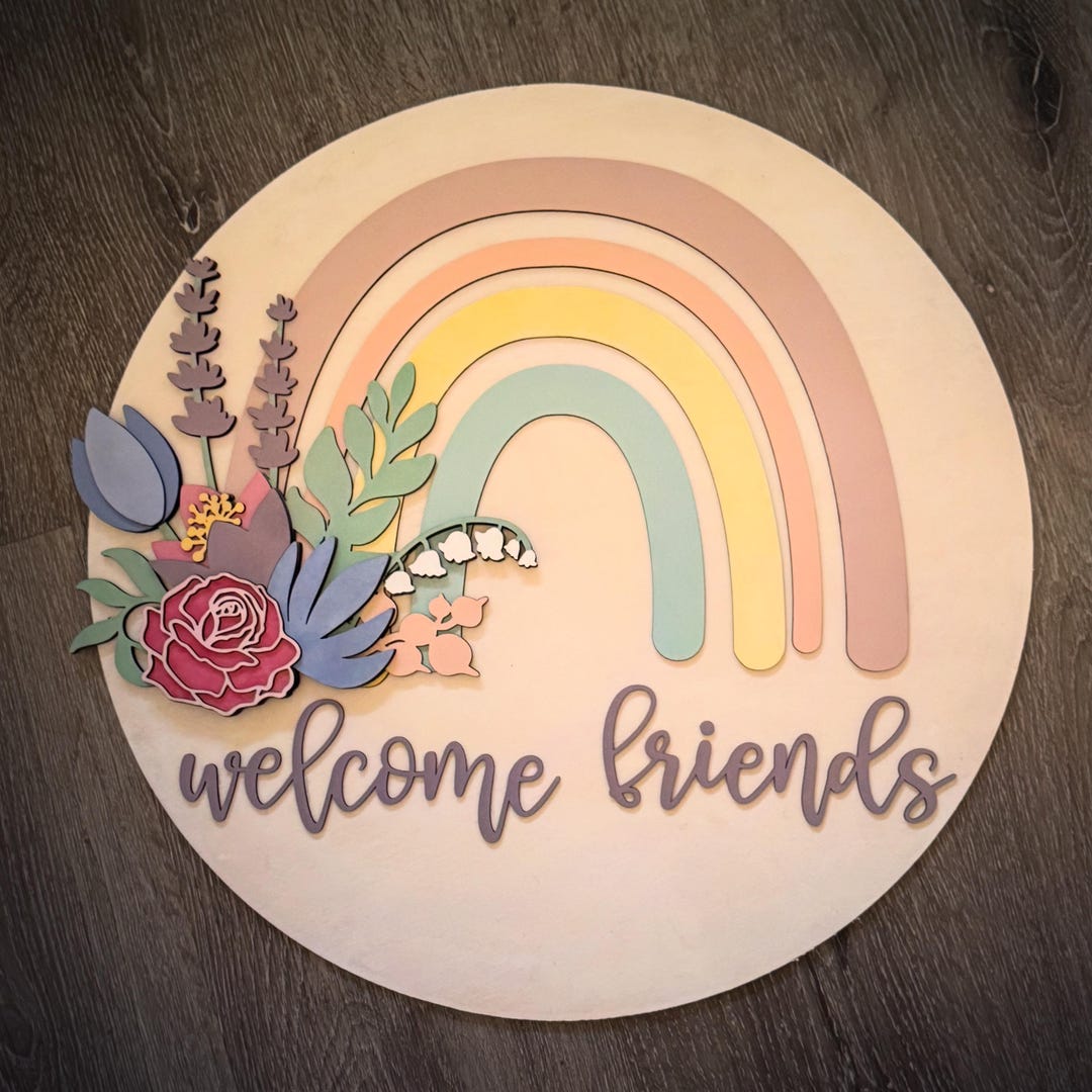 Floral Rainbow Welcome Sign SVG Digital Download for Glowforge or Laser ...