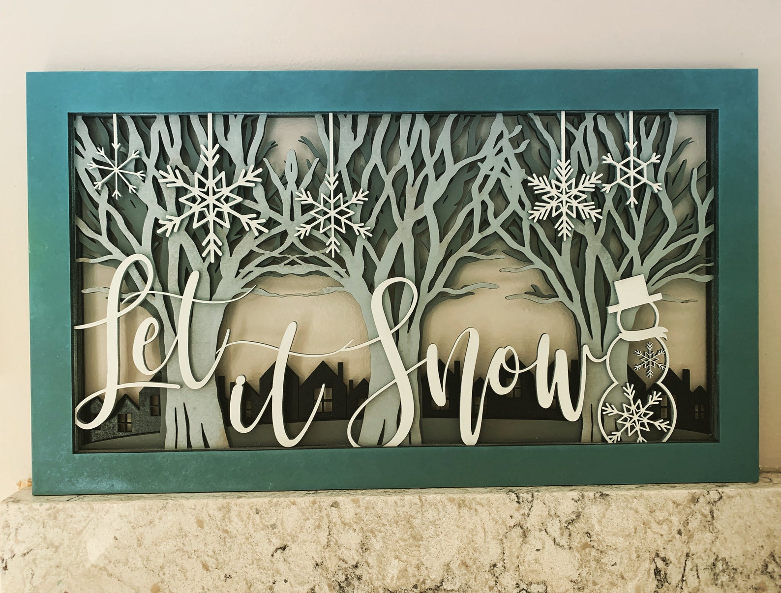 Let It Snow Shadowbox Farmhouse Picture 5 Layers - Etsy
