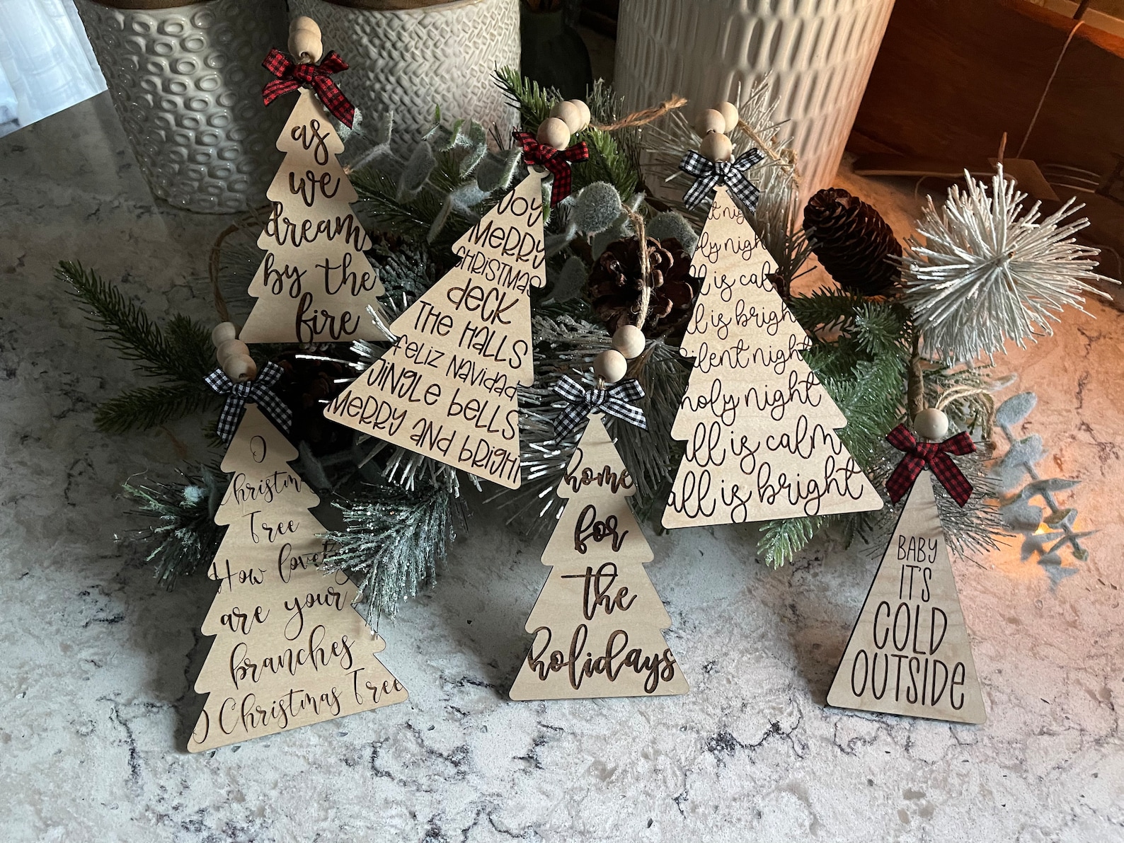 Engraved Christmas Tree Ornaments Set of 6 SVG Digital - Etsy