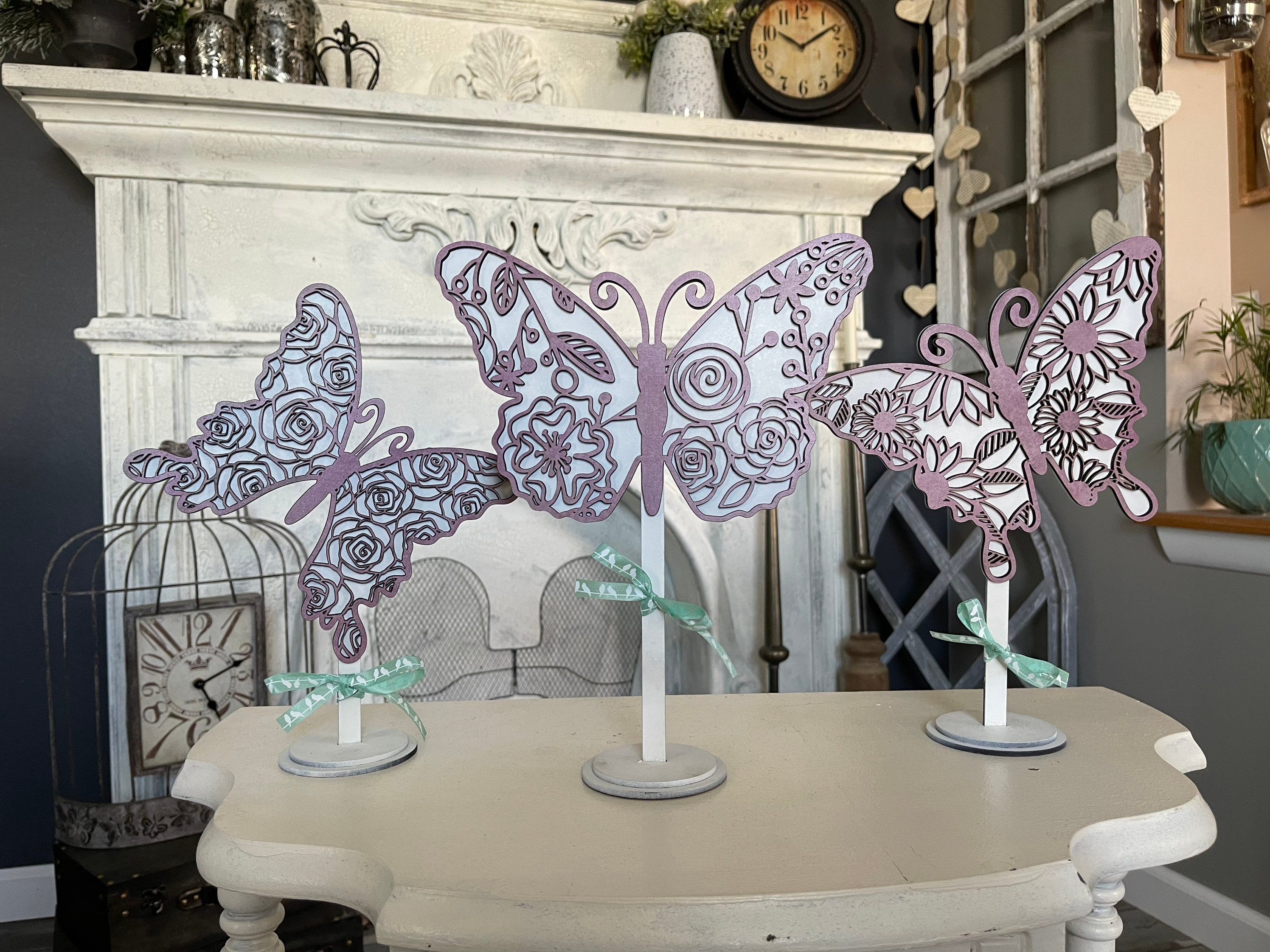 Floral Butterflies Set of 3 SVG Digital Download for Glowforge - Etsy