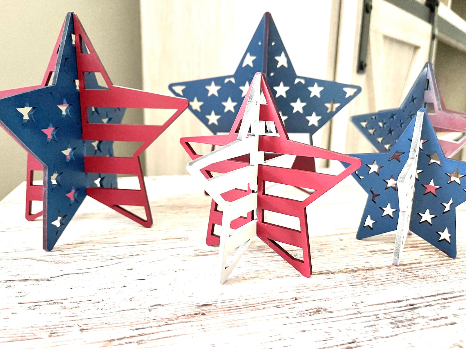 1/8 3D Standing Stars set of 5 Patriotic Stars and Stripes for Mantle ...